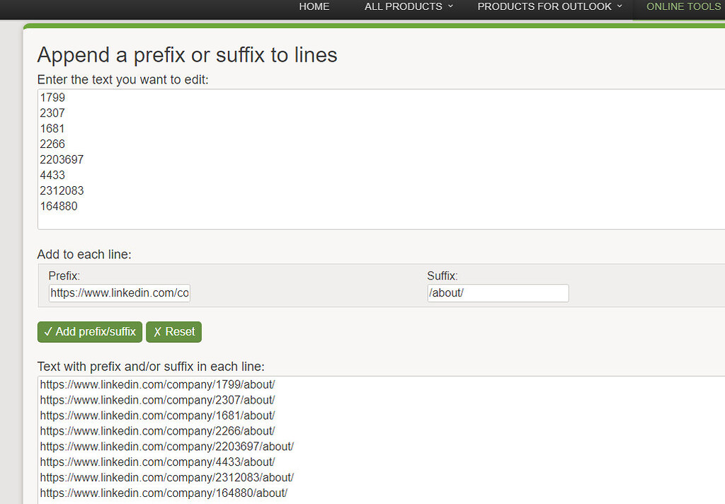 Add suffix/prefix to URLs, or build URLs from scratch - Tips and tricks - Web Scraper