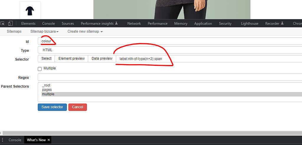 Unable to scrape product colour - How to? - Web Scraper