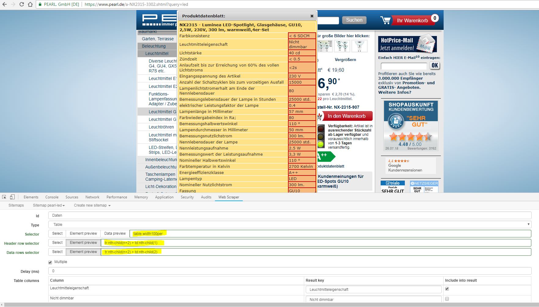 Table selcector - How to? - Web Scraper