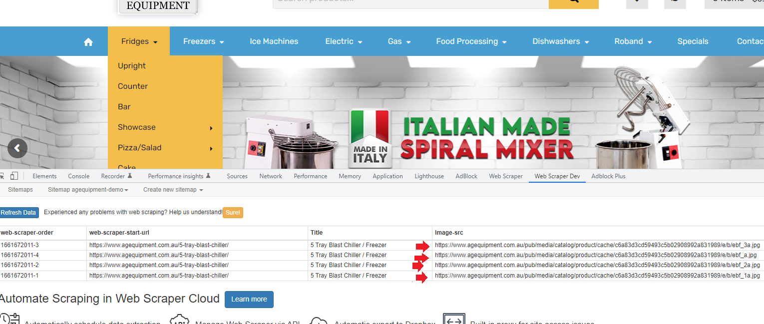 Scrape all full-sized Magento images in the fotorama gallery - How to? - Web Scraper